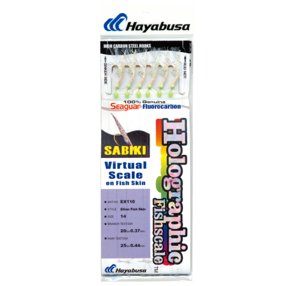 Hayabusa Sabiki EX110 Silver Flasher Fish Skin - Hologram Finish ...